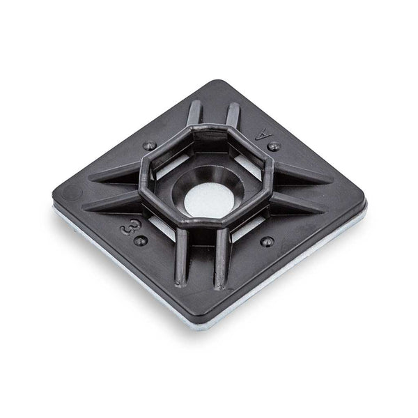 Cable Tie Mount - Adhesive Back 1" x 1" Black - Bulk - K&N Mobile